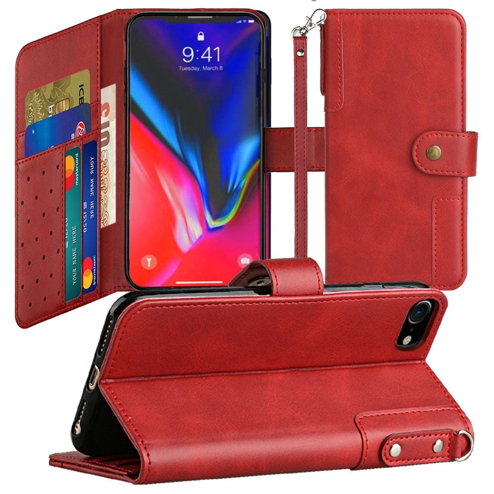Apple iPhone SE /2020 2nd Gen Wallet Phone Case Premium Leather Purse ...