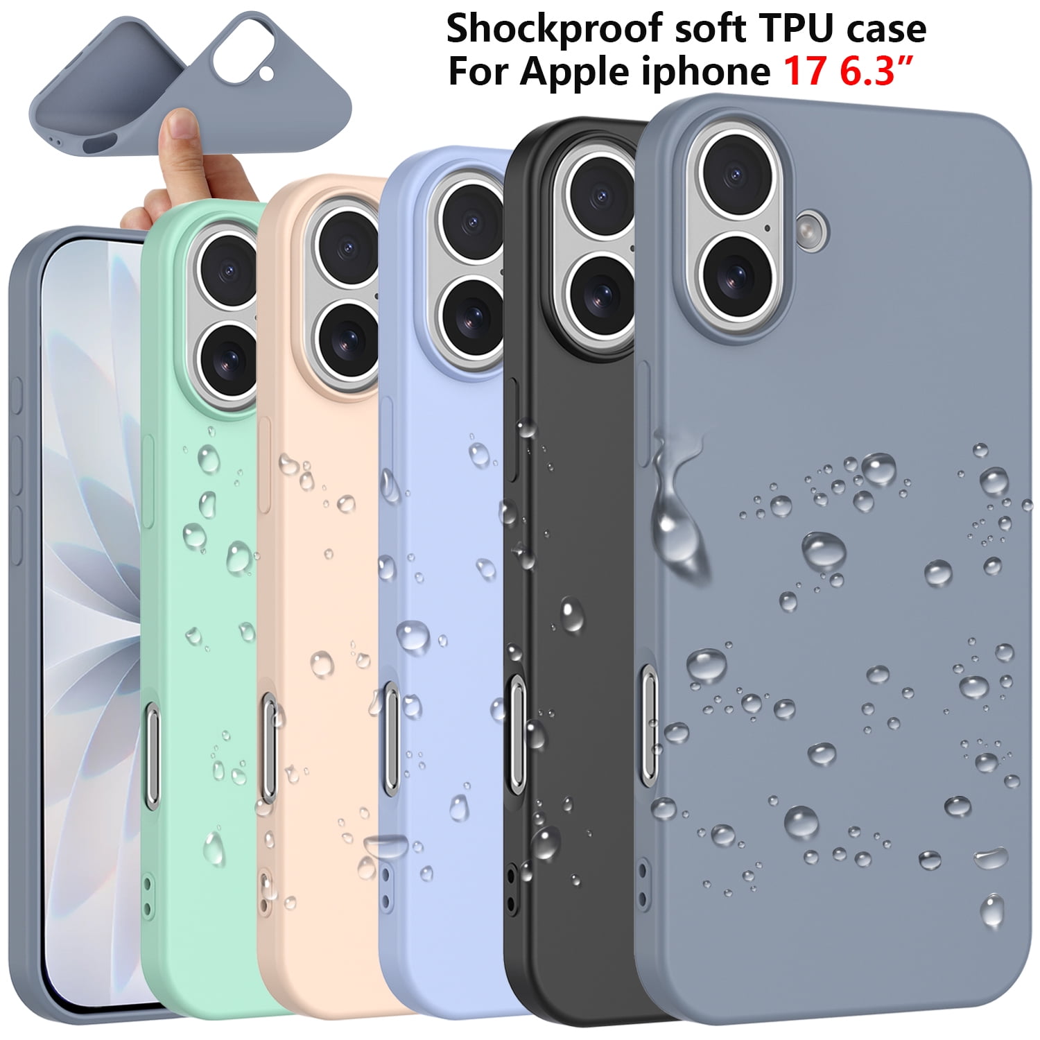 For Apple iphone 17 Case Silicone Cover, Tekcoo Shockproof Rugged Soft ...