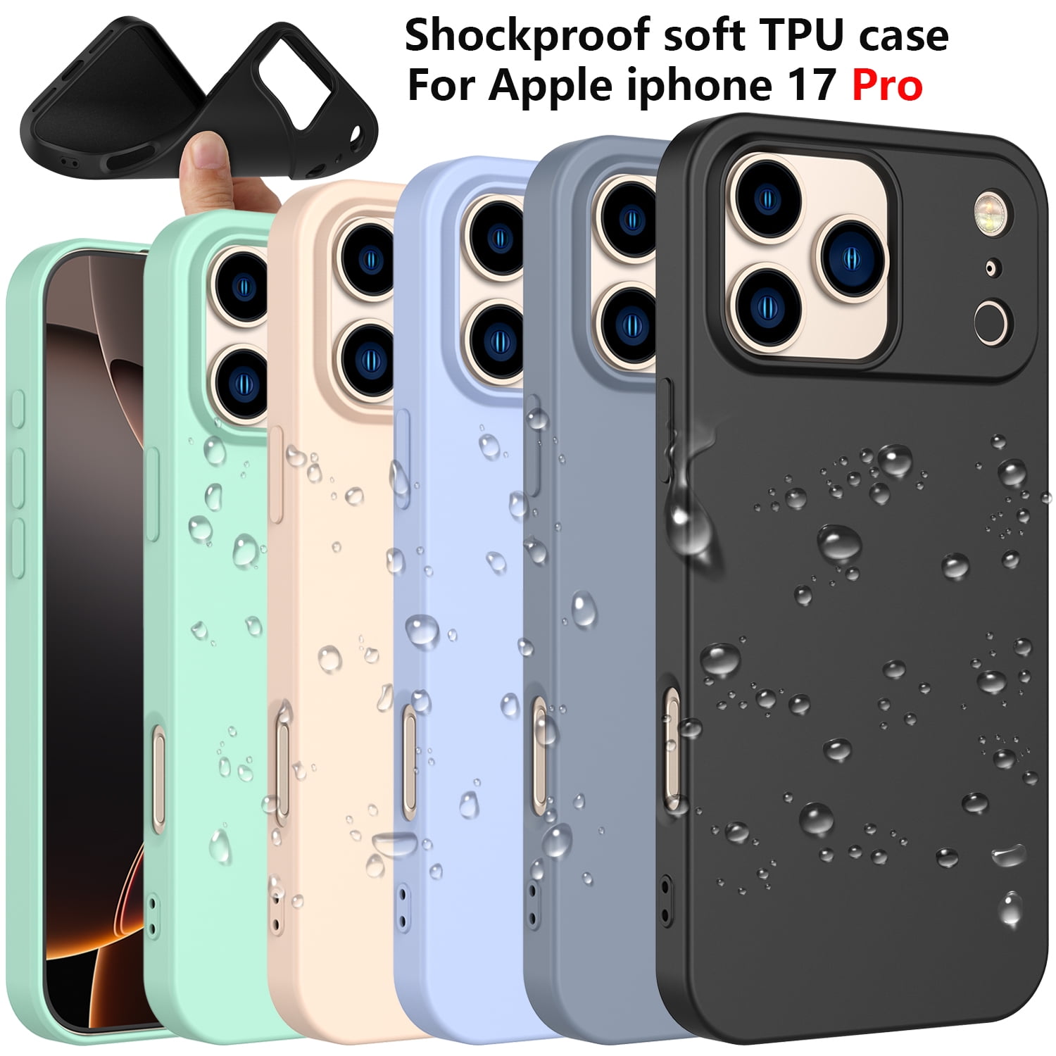 For Apple iphone 17 Pro Case Silicone Cover, Tekcoo Shockproof Rugged ...