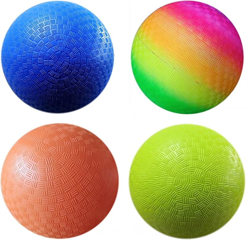 AppleRound 8.5-inch Dodgeball Playground Balls, Pack of 4 Balls with 1 Pump, Official Size for ...
