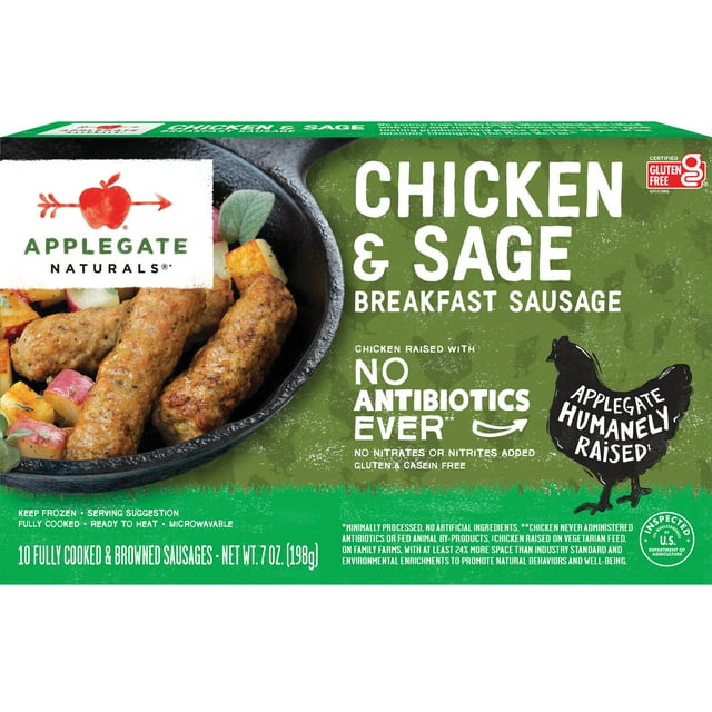 Applegate, Natural Chicken & Sage Breakfast Sausage Links, 7oz (Frozen ...