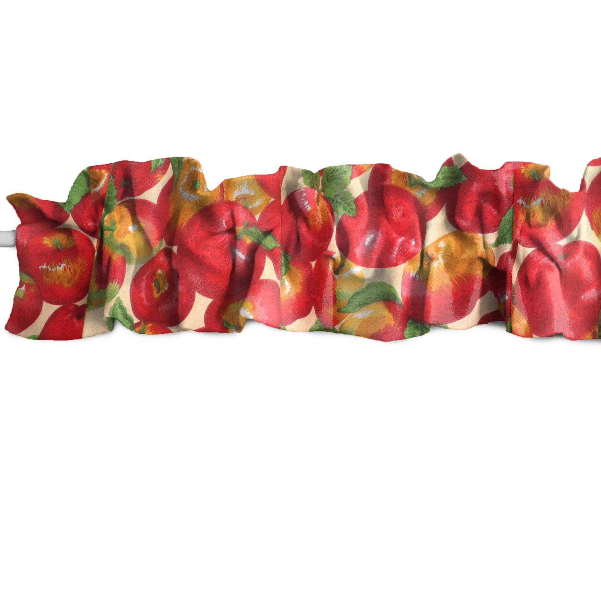 Apples Allover Print Cotton Curtain Sleeve Topper Window Treatment ...