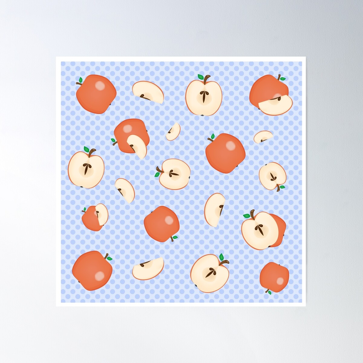 Apples And Polka Dots Poster Wall Art, Modern Wall Decor For Living ...