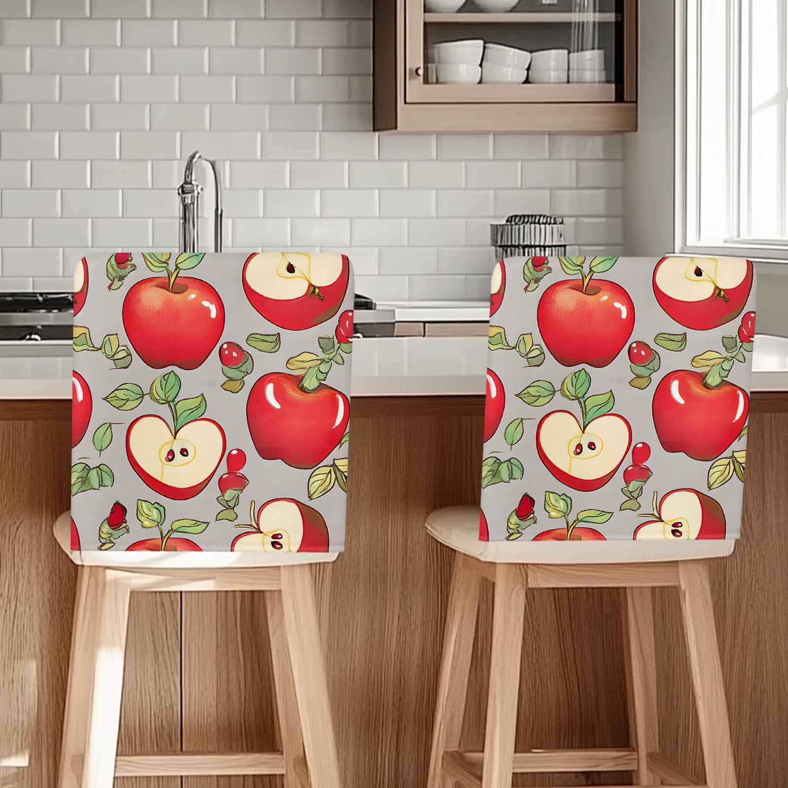 Apples Chair Covers Set of 6 Fruits Chair Back Covers Stretch Removable ...