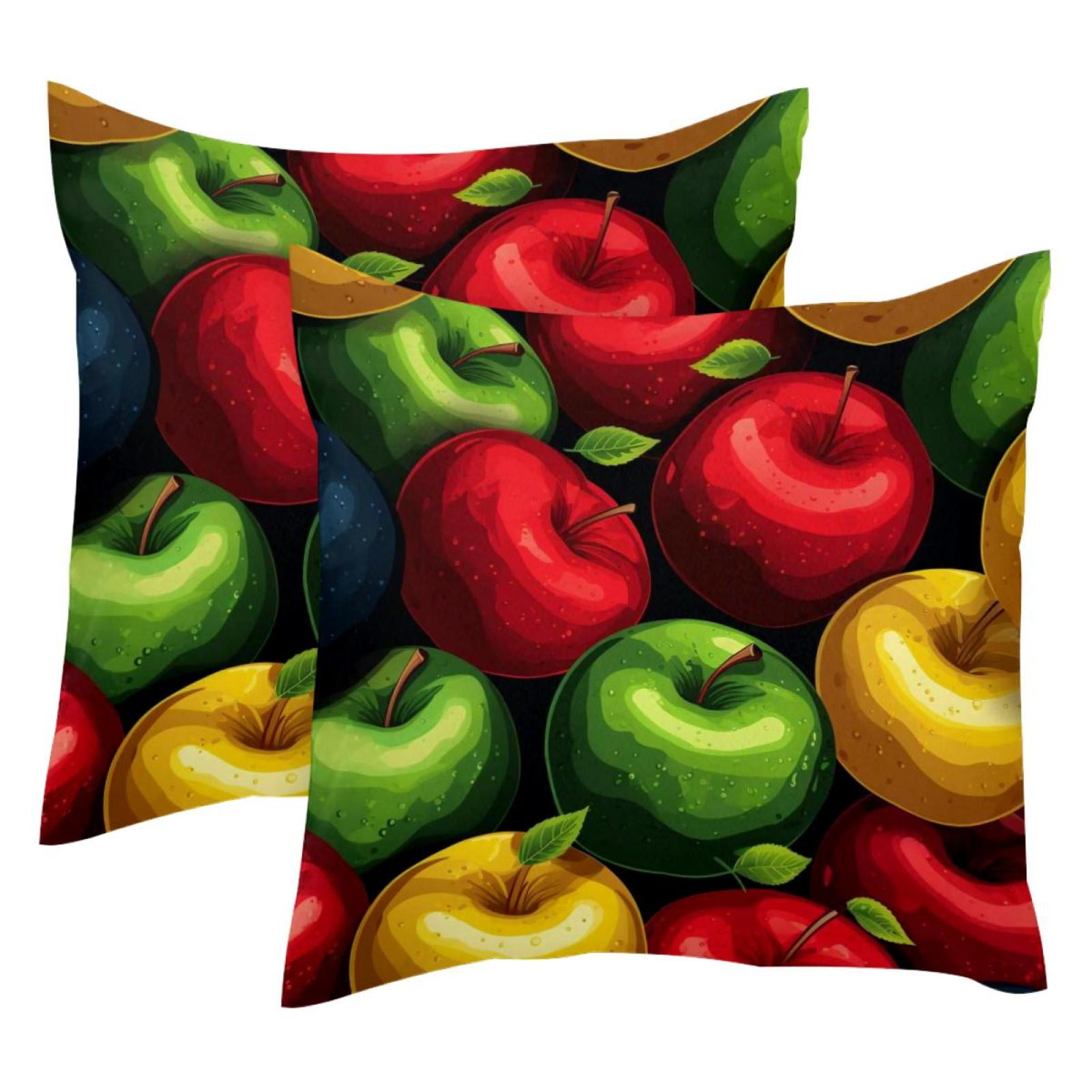 Apples Fruit Pack of 2 Pillow Covers 18x18 Inch, Farmhouse Throw Pillow ...
