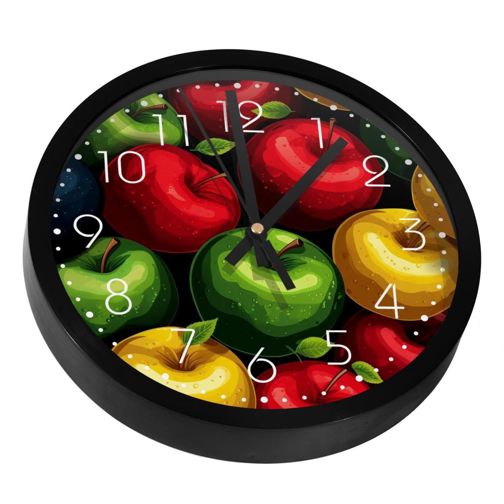 Apples Fruit Silent Wall Clock, Non Ticking Battery Operated 9.8 Inch ...