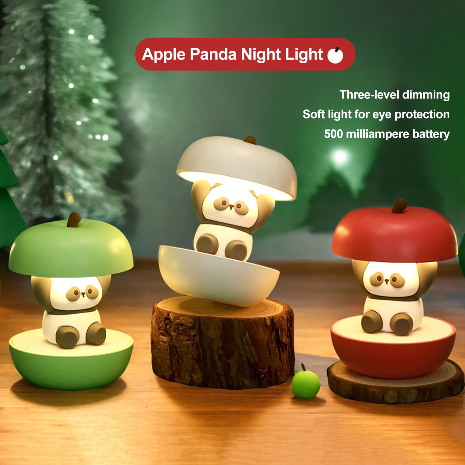 Apples Panda Night Light USB Rechargeable LED Bedside Lamp Ambient ...