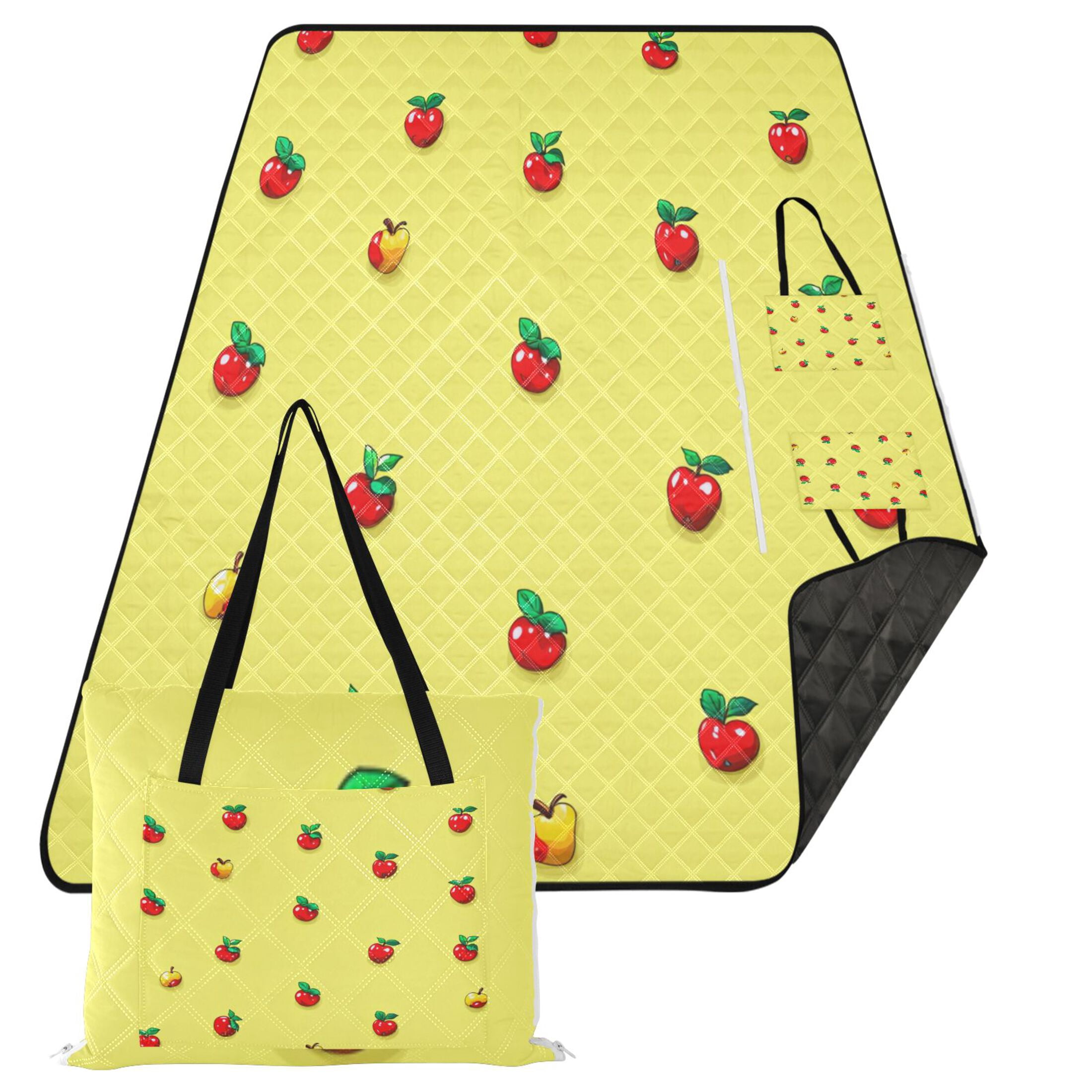 Apples Pattern Design 60x80in Waterproof Picnic Mat, Foldable Backpack ...