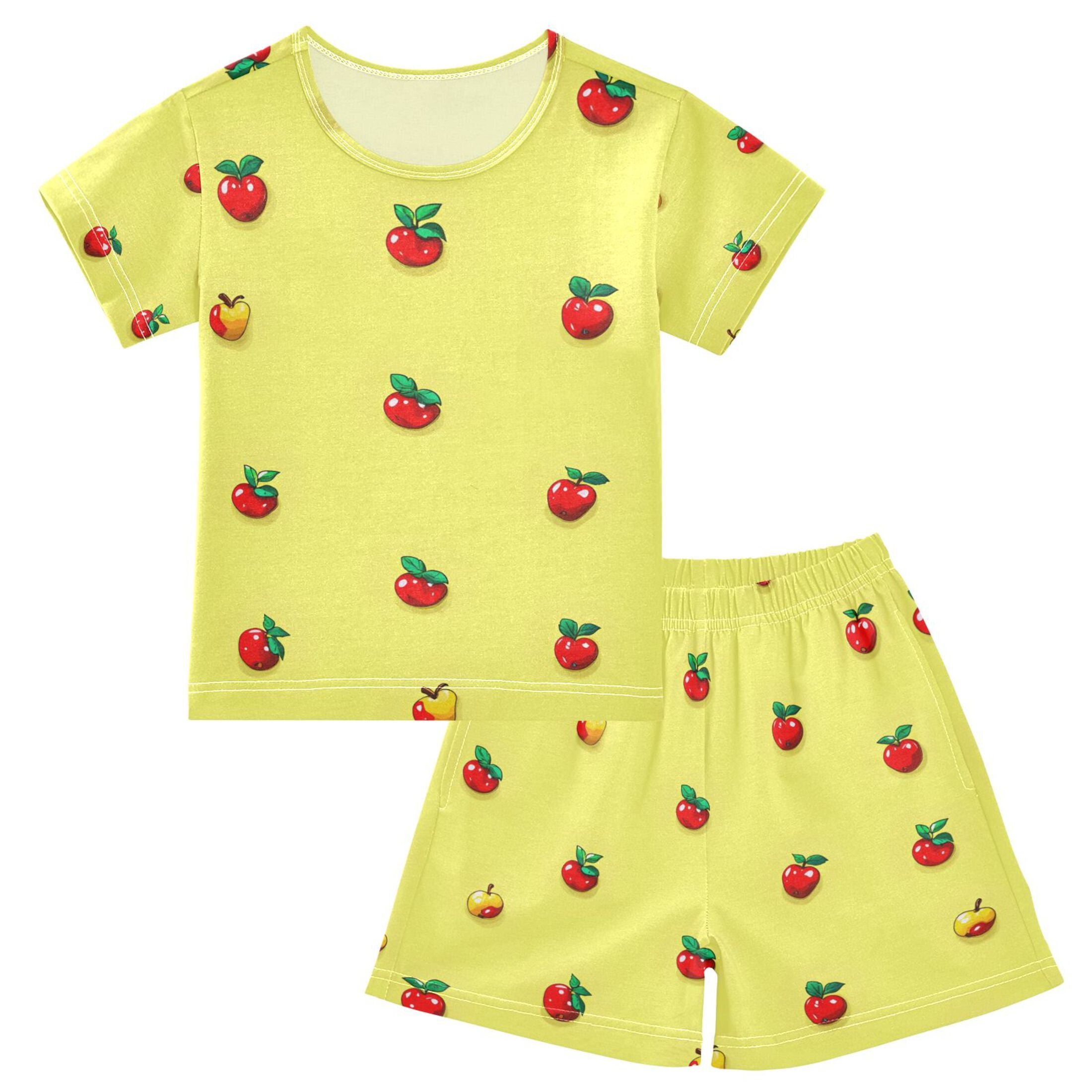 Apples Pattern Design Summer Pajama Set Soft Cotton Short Sleeve ...
