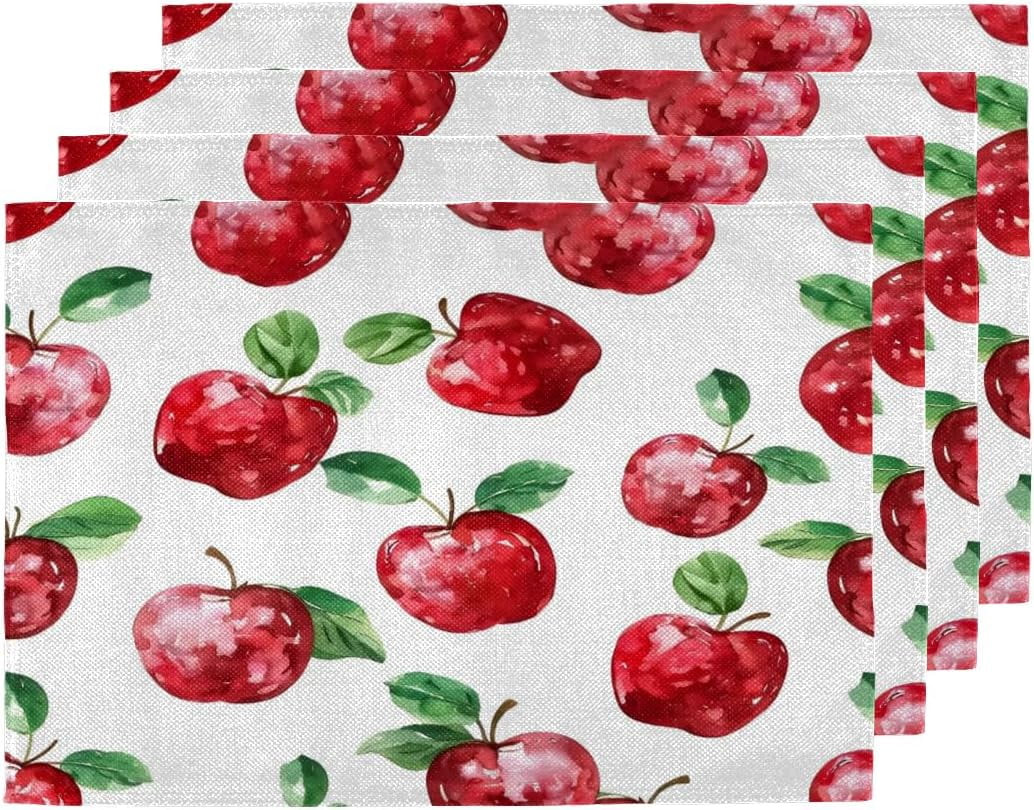 Apples Placemats, Cloth Placemats Set of 6, Fruit Apples Heat Resistant ...