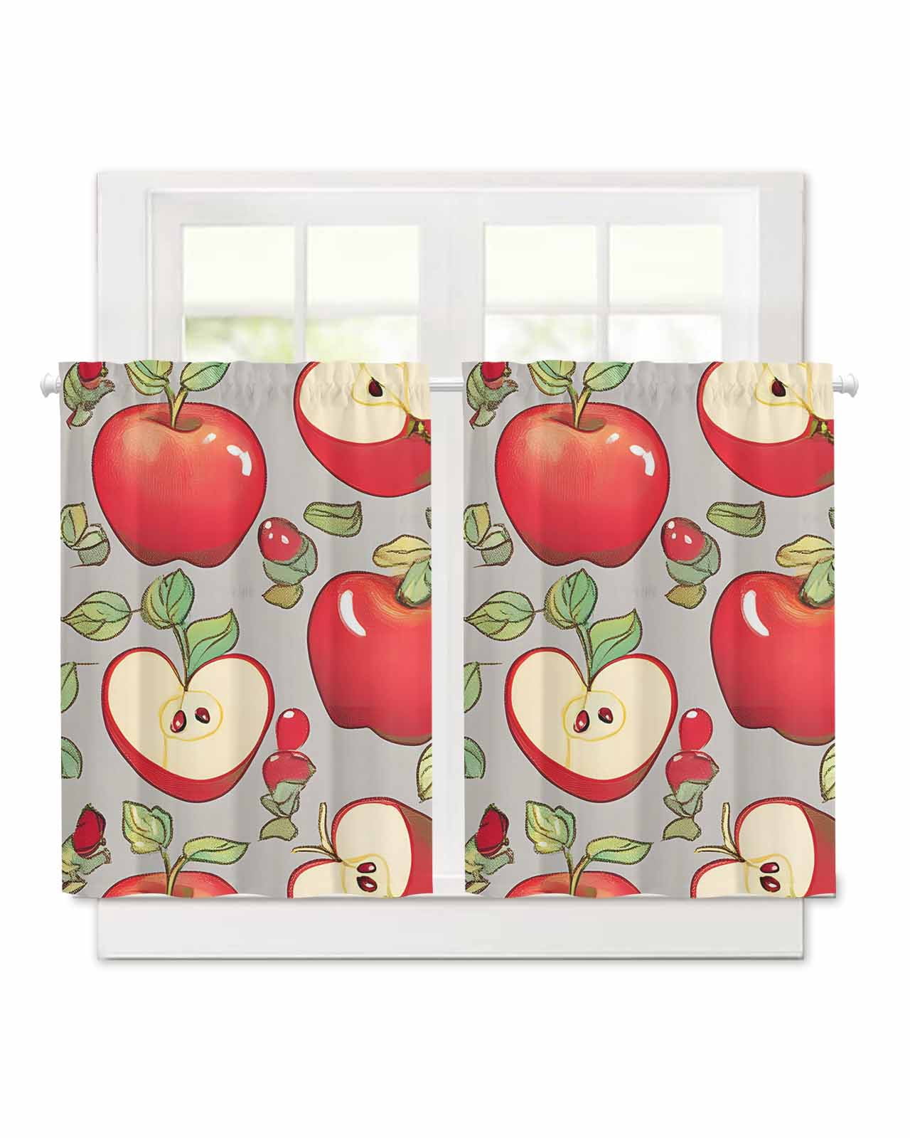 Apples Short Blackout Curtains 36 Inch Long Fruits Modern Art Rod ...