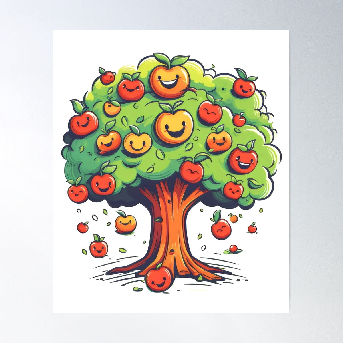 Apples Tree Fruit Orchard Apple Picking Cute School Teacher Poster Wall ...