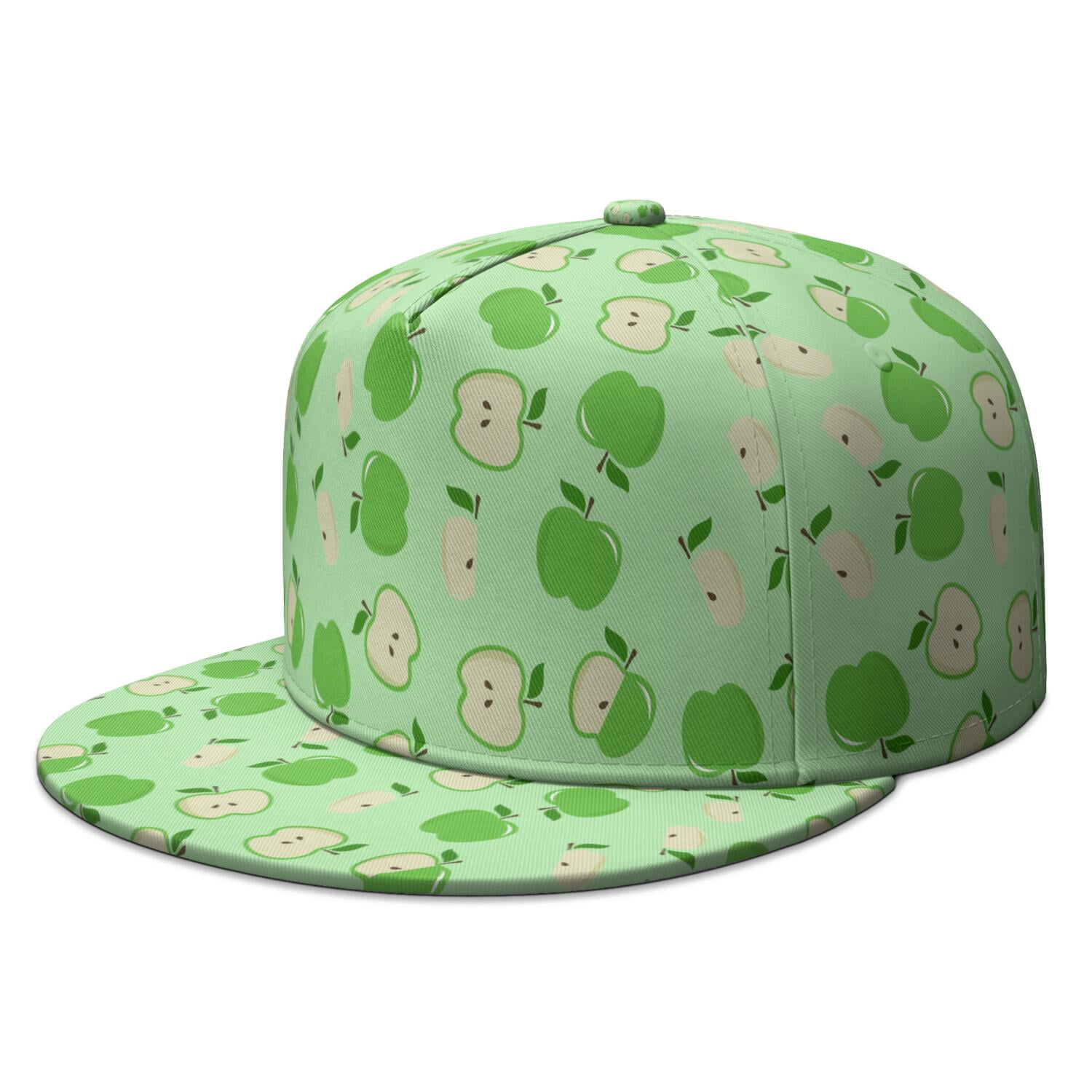 Apples Trucker Hat - Juicy Apple Painting Pattern Flat Brim Snapback ...