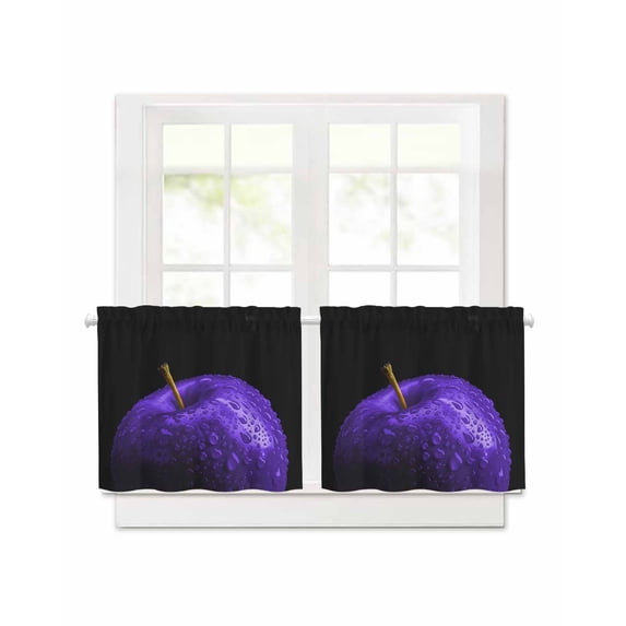 Apples Water Drop Still Life Short Blackout Curtains 30 Inch Long,Black ...