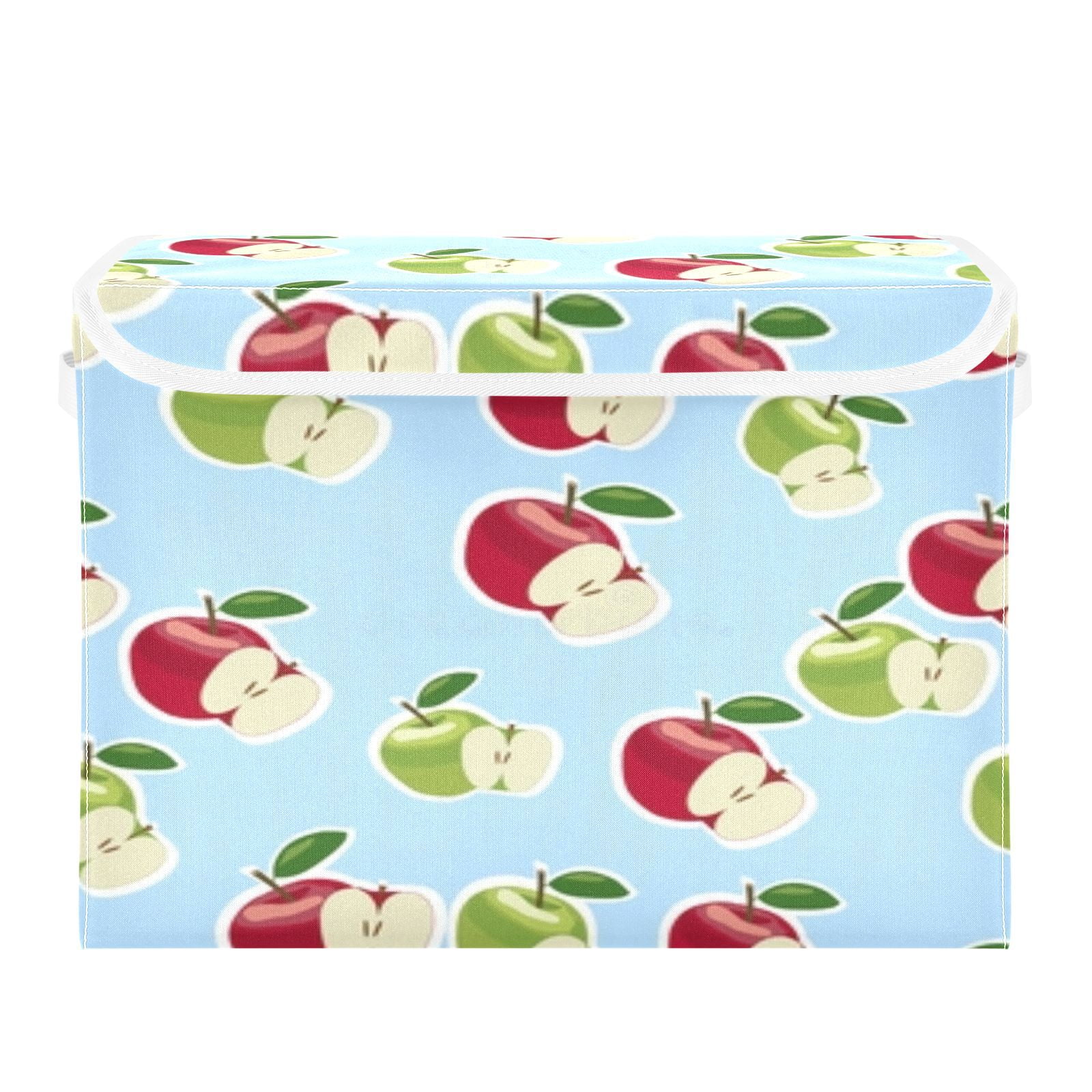 Apples sliced red green pattern Large Toy Box Chest Storage with Flip ...