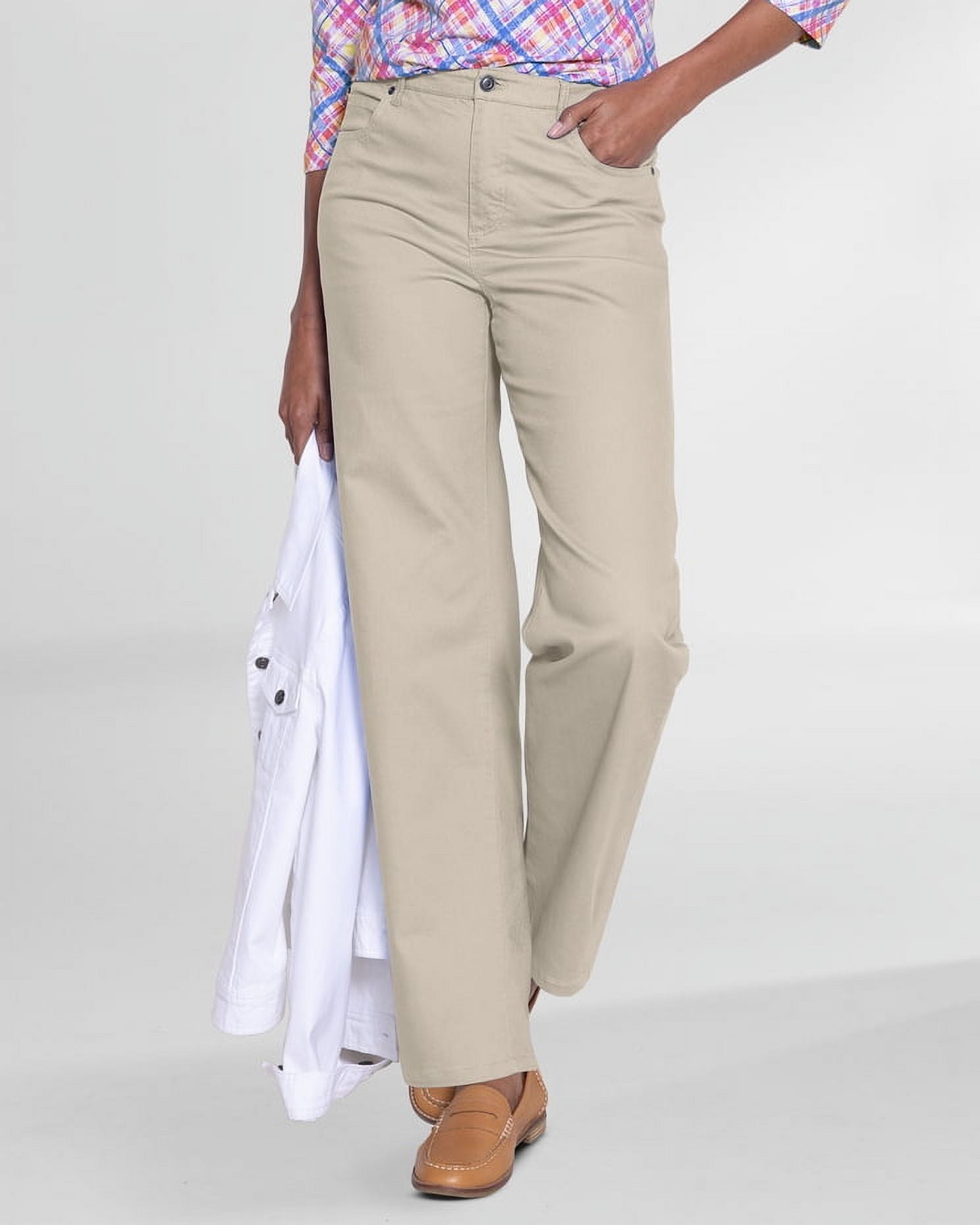 Appleseeds Womens Dreamflex Color Comfort-Waist Relaxed Straight Leg ...