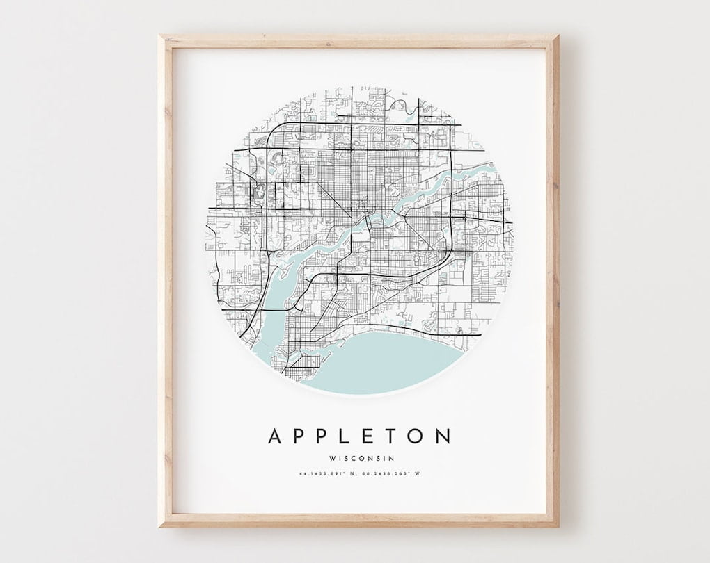 Appleton Map Print, Appleton Map Poster City Wall Art, Wi Road Map ...