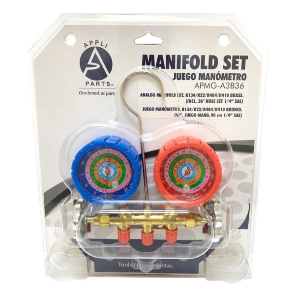 Appli Parts APMG-A3B36 R134,R22,R404,R410a Manifold Gauge Set, Brass ...