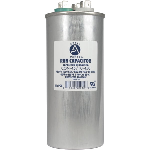Appli Parts 45+10 Mfd uF Dual Run Capacitor for AC, Motor, HVAC, 370 or ...