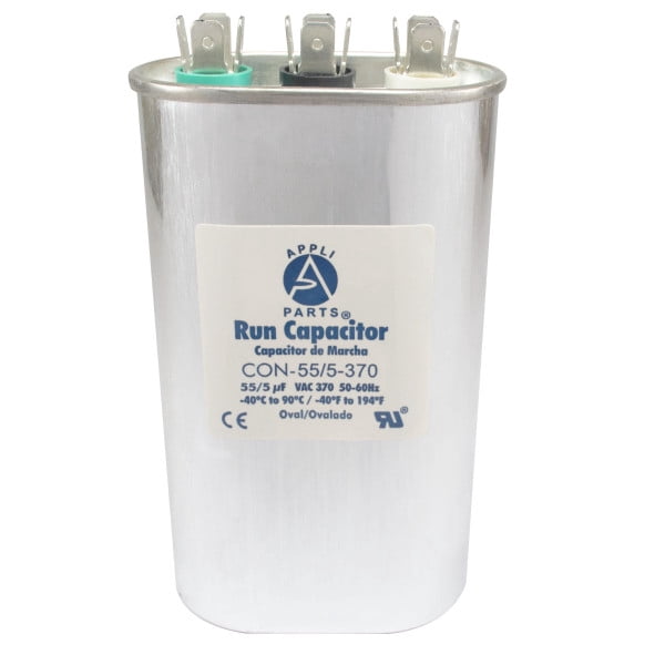 Appli Parts Dual Run Capacitor for ac 55+5 Mfd uF (microfarads) 370VAC ...