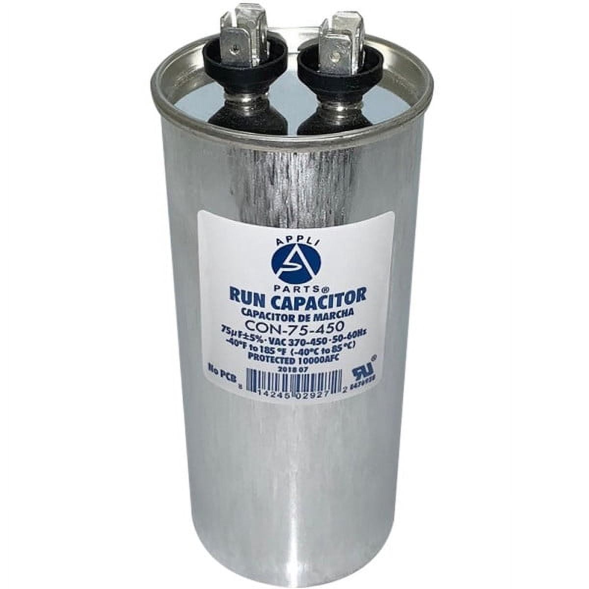 Appli Parts Run Capacitor for ac 75 Mfd uF (microfarads) 370 VAC or 450 ...