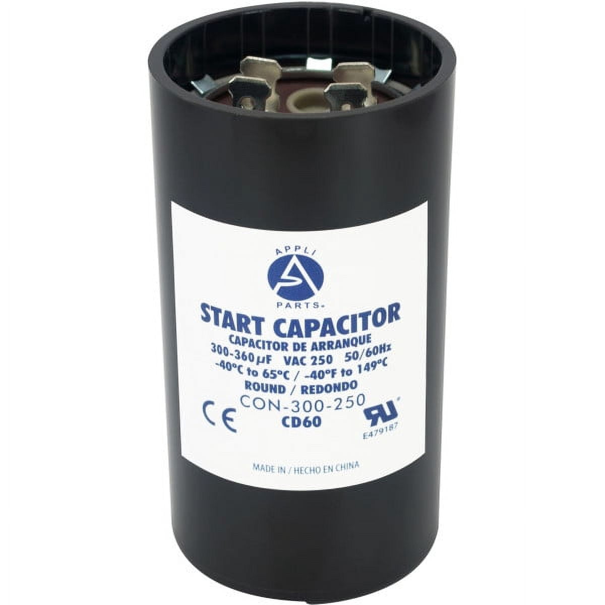 Appli Parts motor start capacitor 300-360 Mfd (microfarads) uF 250 VAC ...