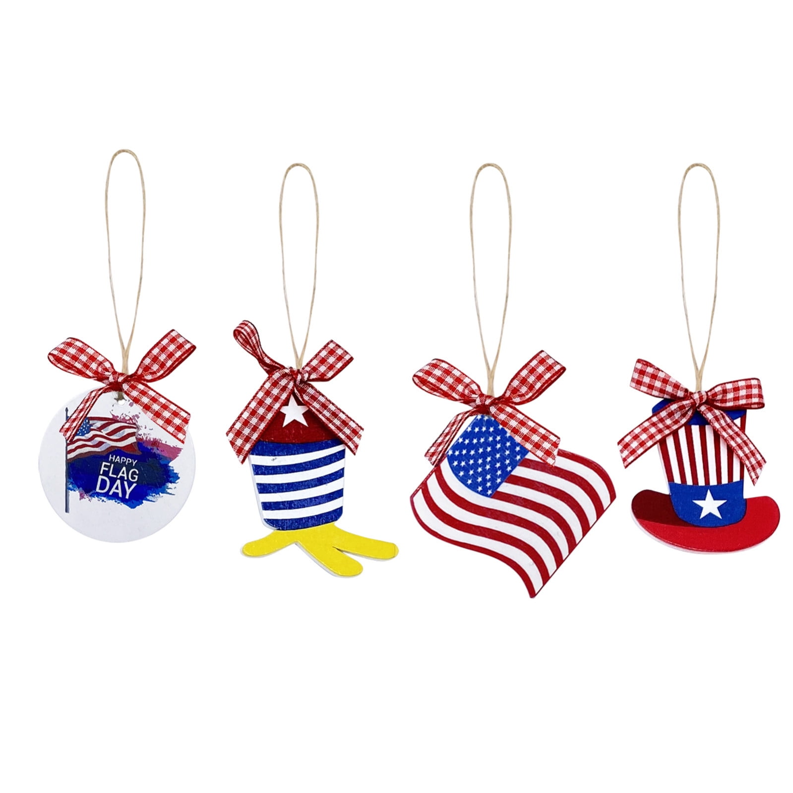 Appliance Event 4pcs Independence Day Patriotic Bowknot Wooden Hanging ...