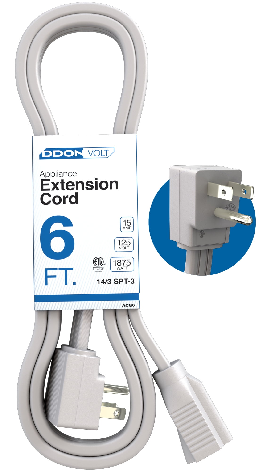 DDON USA Appliance Extension Cord, 6ft Heavy Duty 14 Gauge, 3-Prong ...