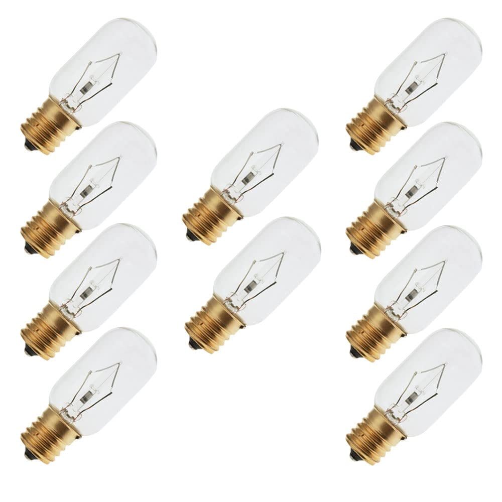 Appliance Light Bulb 40T8N, 130 Volts, E17 Base, Clear T-Shaped Light ...