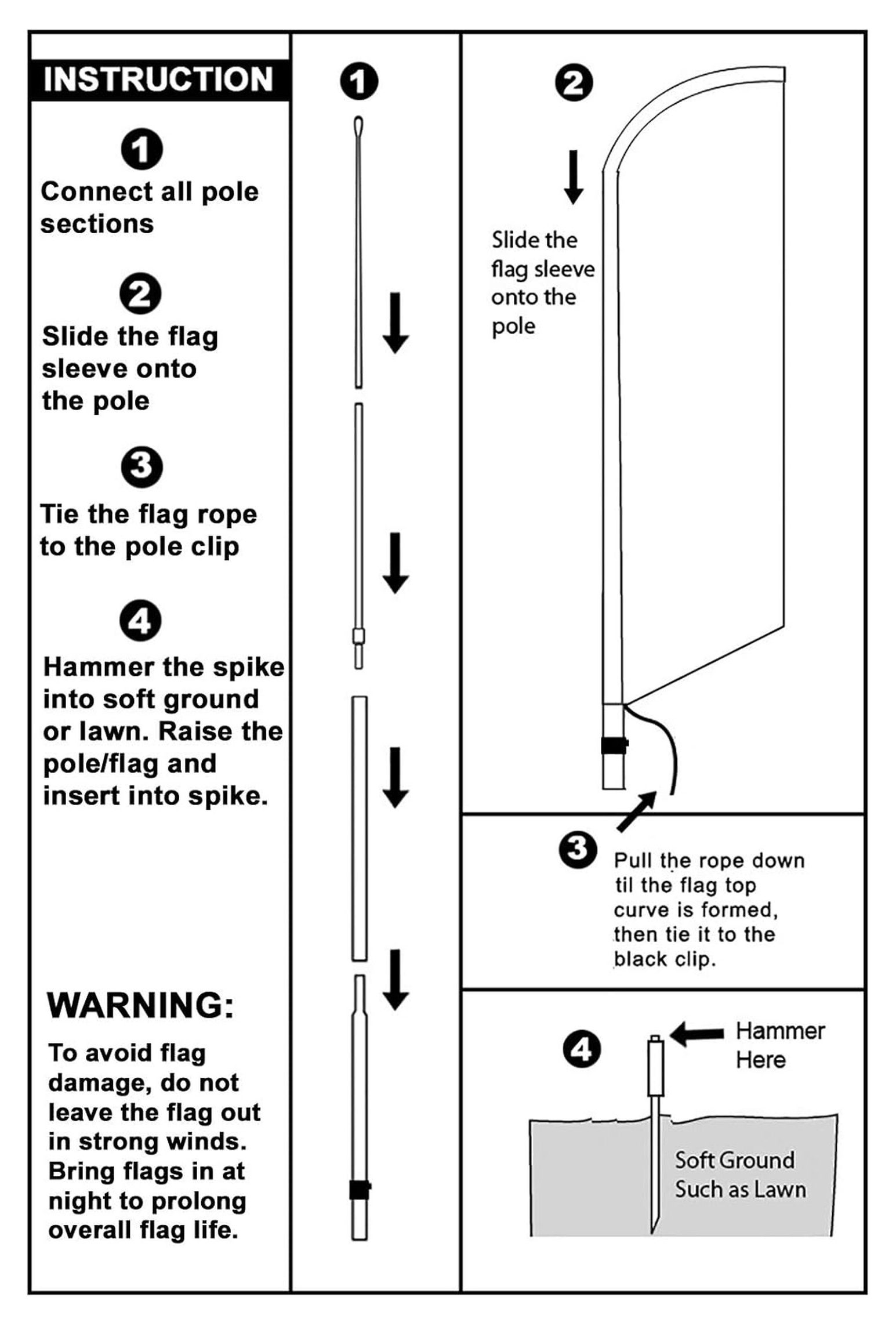 Appliance Sale Swooper Flag Windless 15' ft Tall Large Pole Spike Kit ...