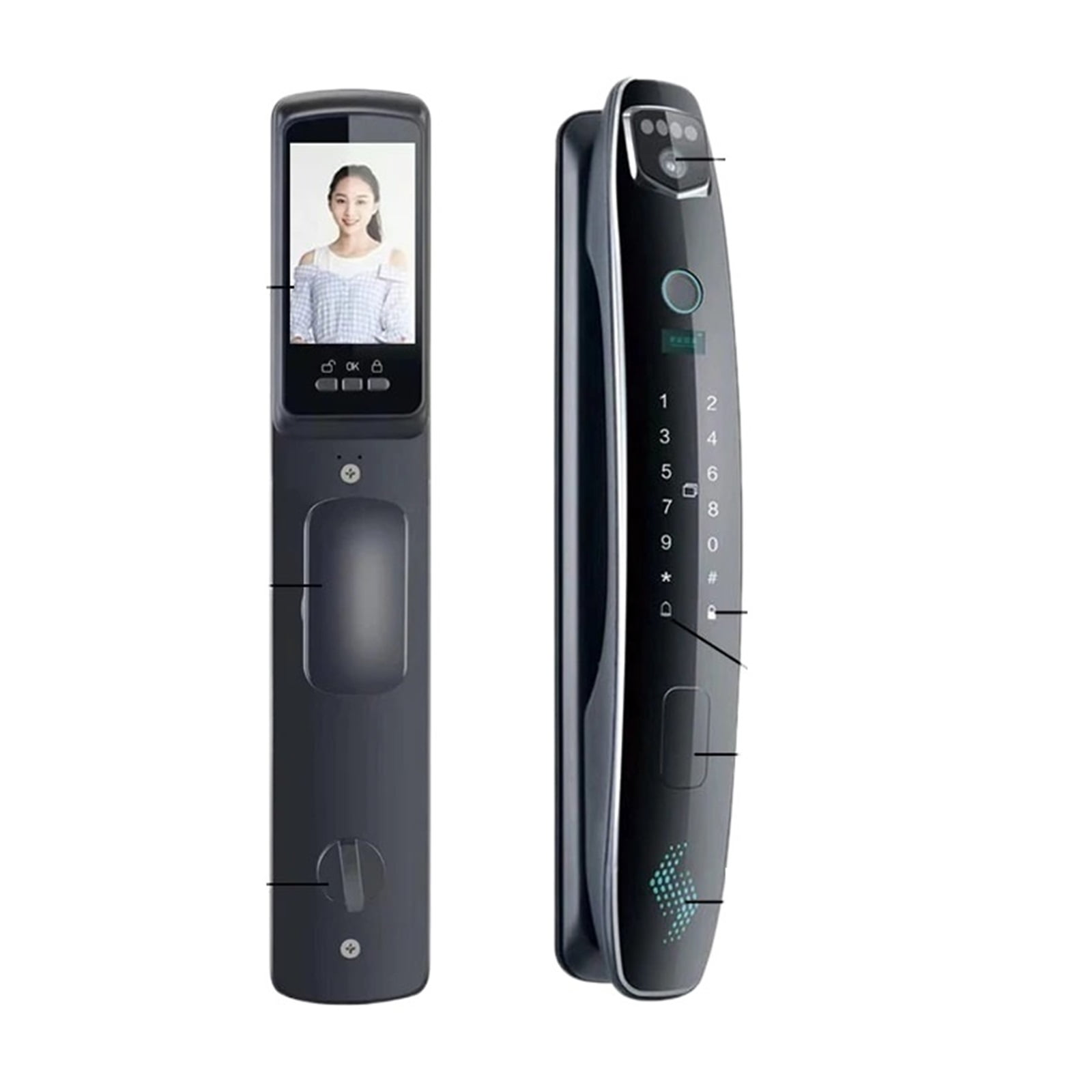 Applicable To 40-80mm Door Smart Door Lock Built-in Camera 3D Face ...