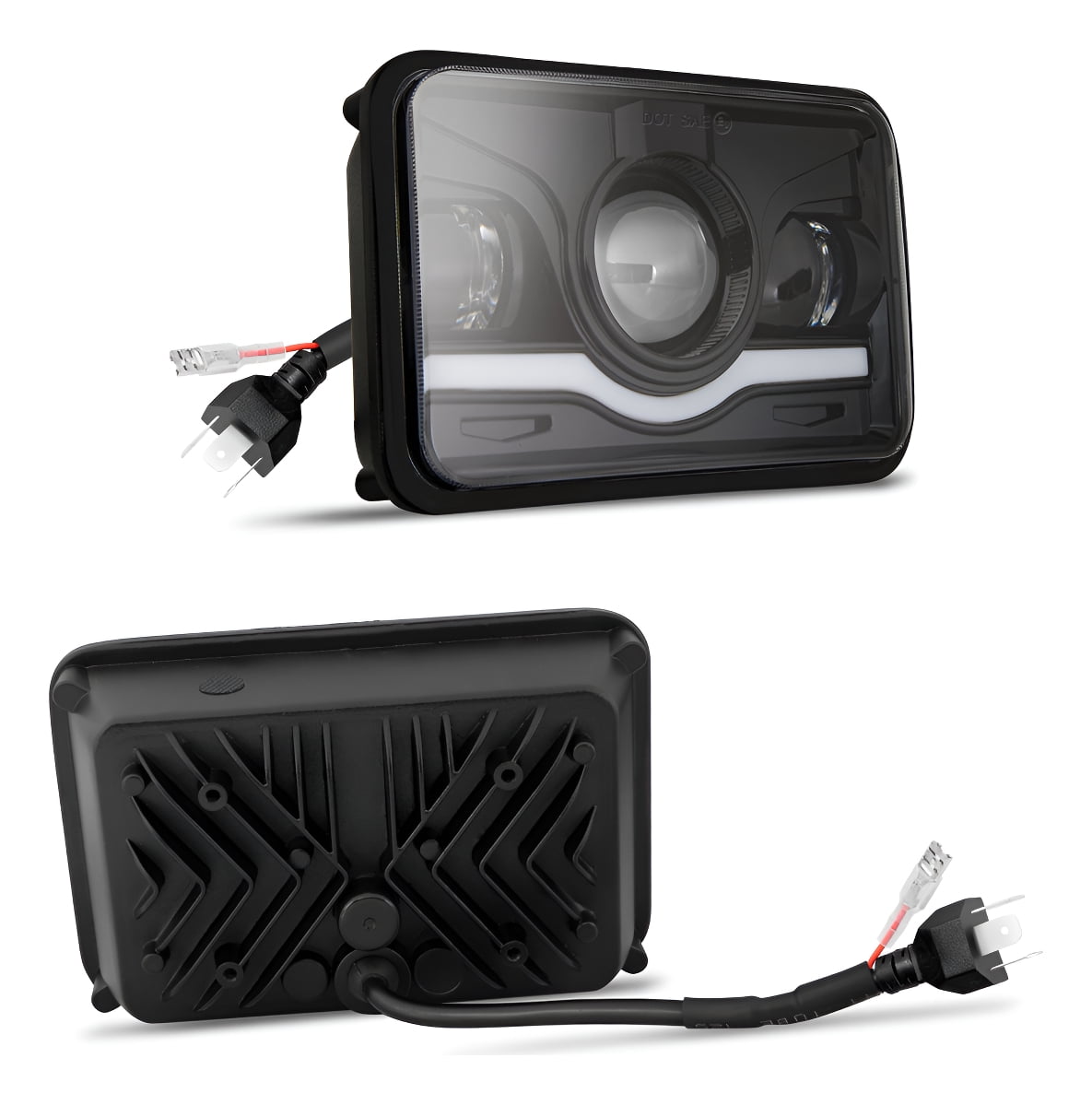 Applicable to 1 Pair, 4x6 Inch Square Led Headlights High and Low Beam ...