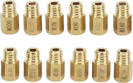 Applicable to 12pcs Carburetor Main Jet Kit Metal Gold Sturdy Carb Nozzles Sizes 90-200 for ...