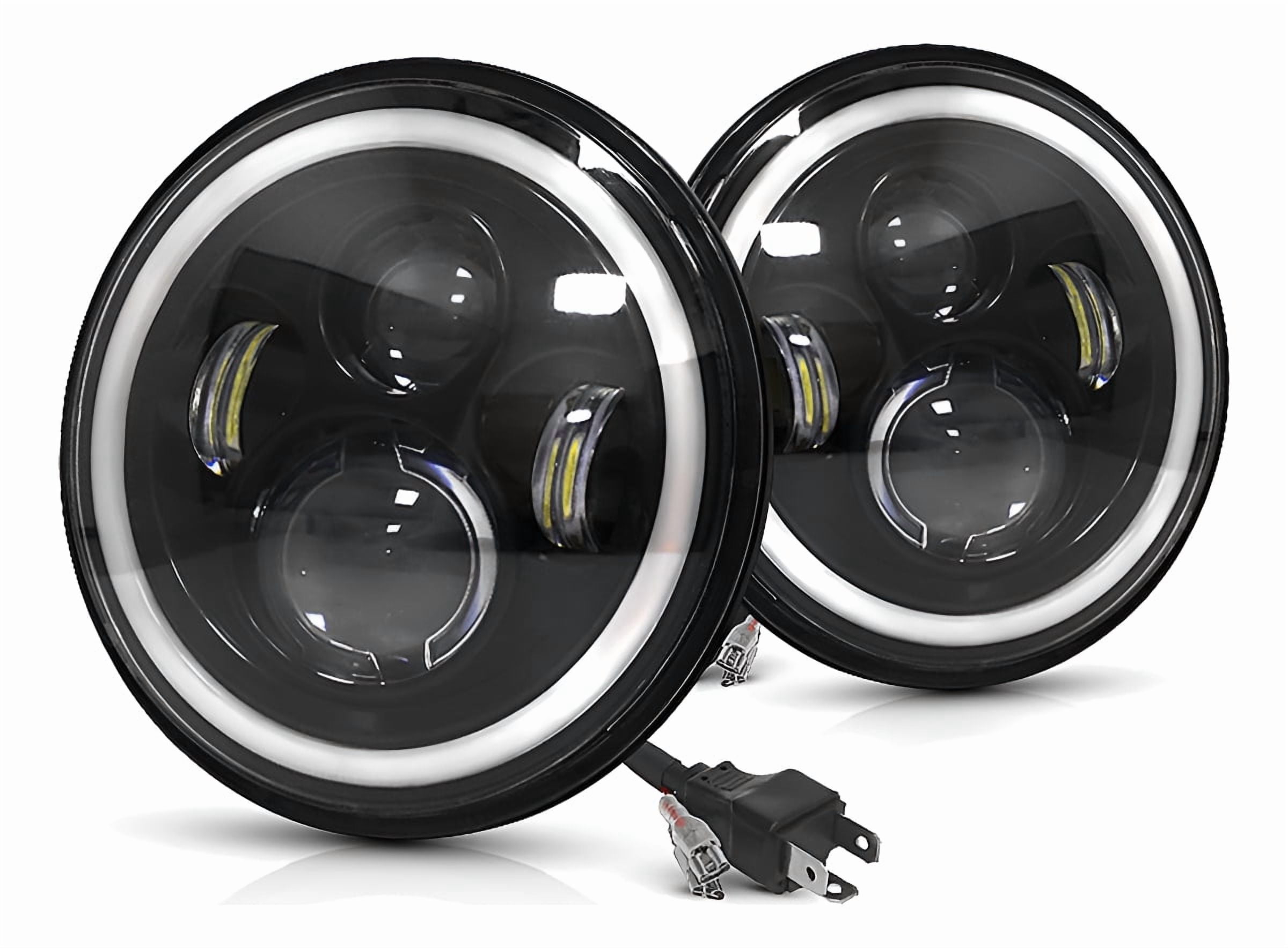 Applicable to Pair of 7'' Round LED Angel Eye Headlights for Wrangler ...