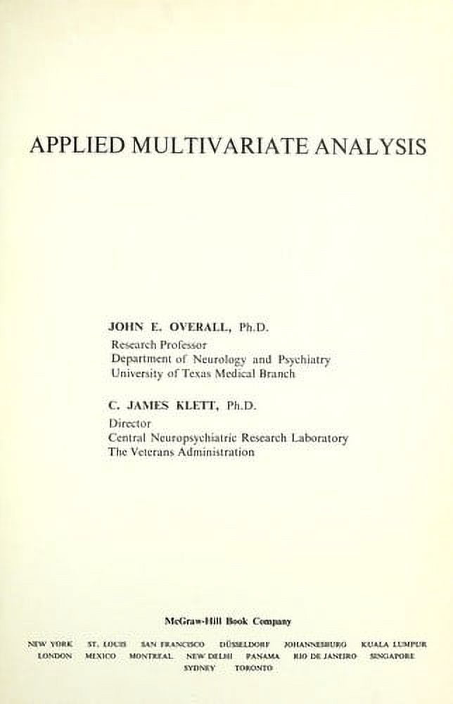 Pre-Owned Applied Multivariate Analysis (Hardcover) 0070479356 ...