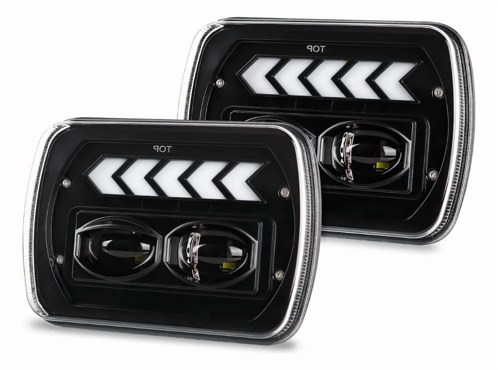 Applies to 1 Pair 5x7 6x7 H4 Led Headlights Amber Arrow Jeep Cherokee ...