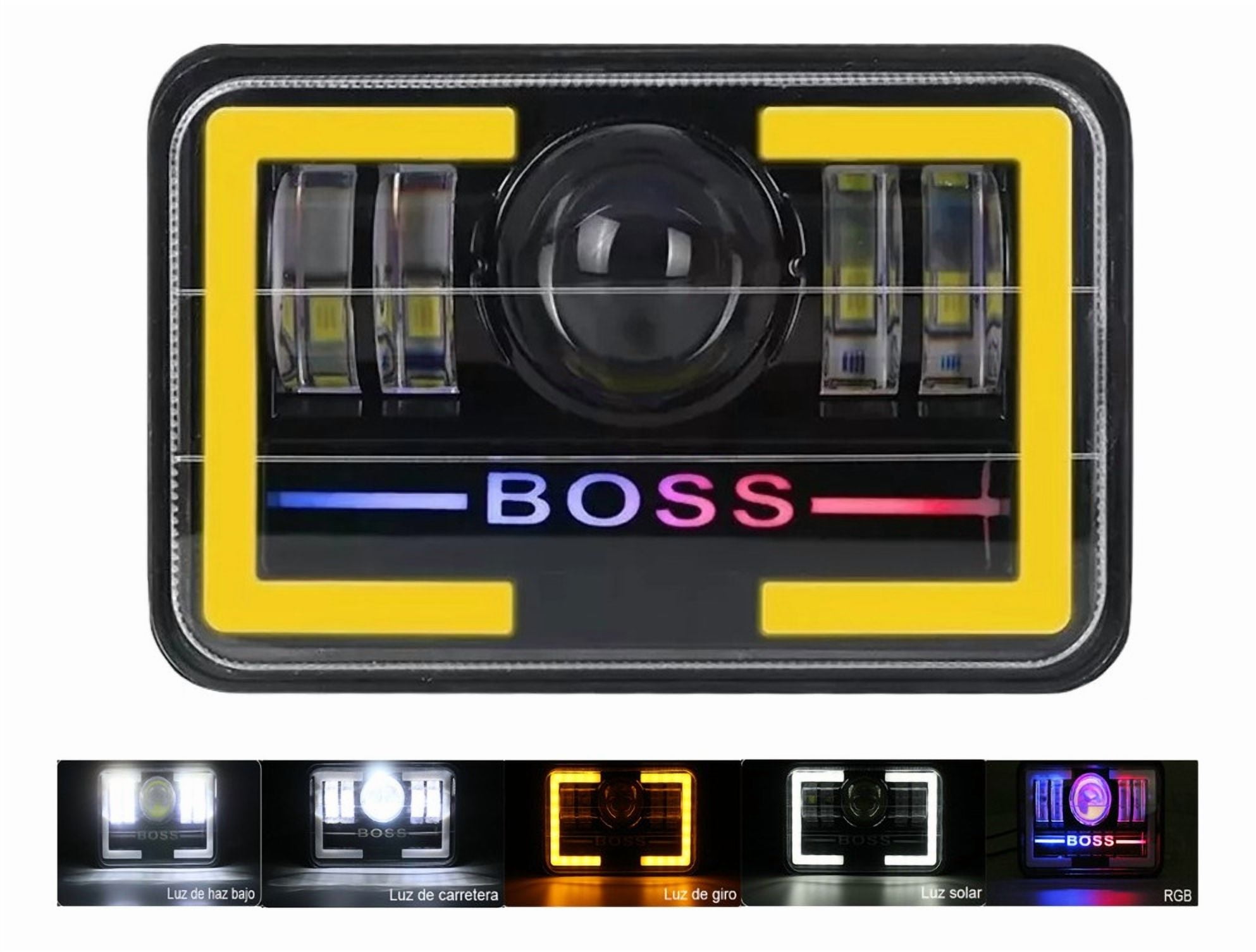 Applies to 4x6 Square LED Headlight Angel Eye High/Low Beam 55W ...