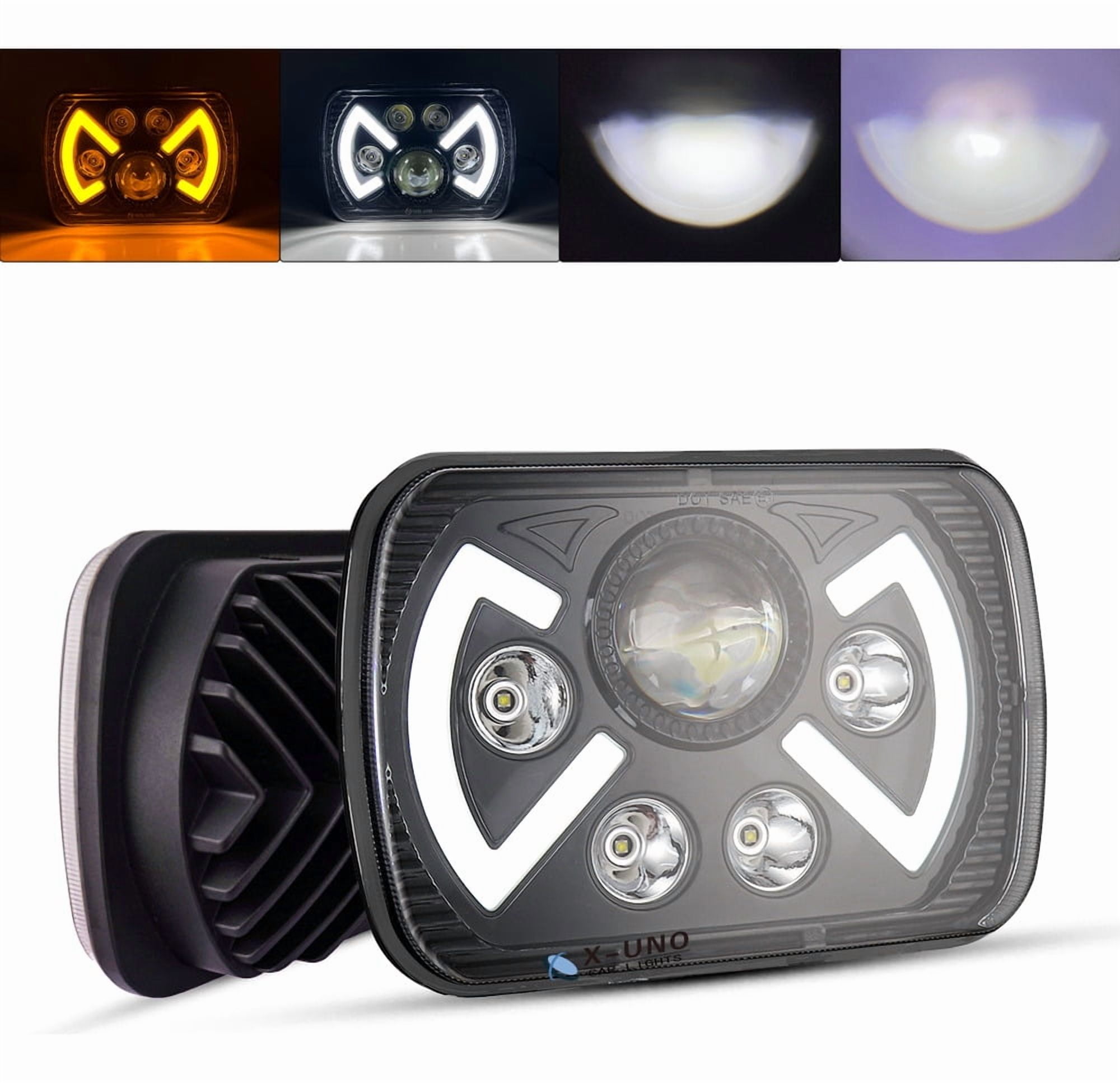 Applies to 5x7'' Rectangular Sealed Headlight Lights Hi/Lo Beam Angel ...