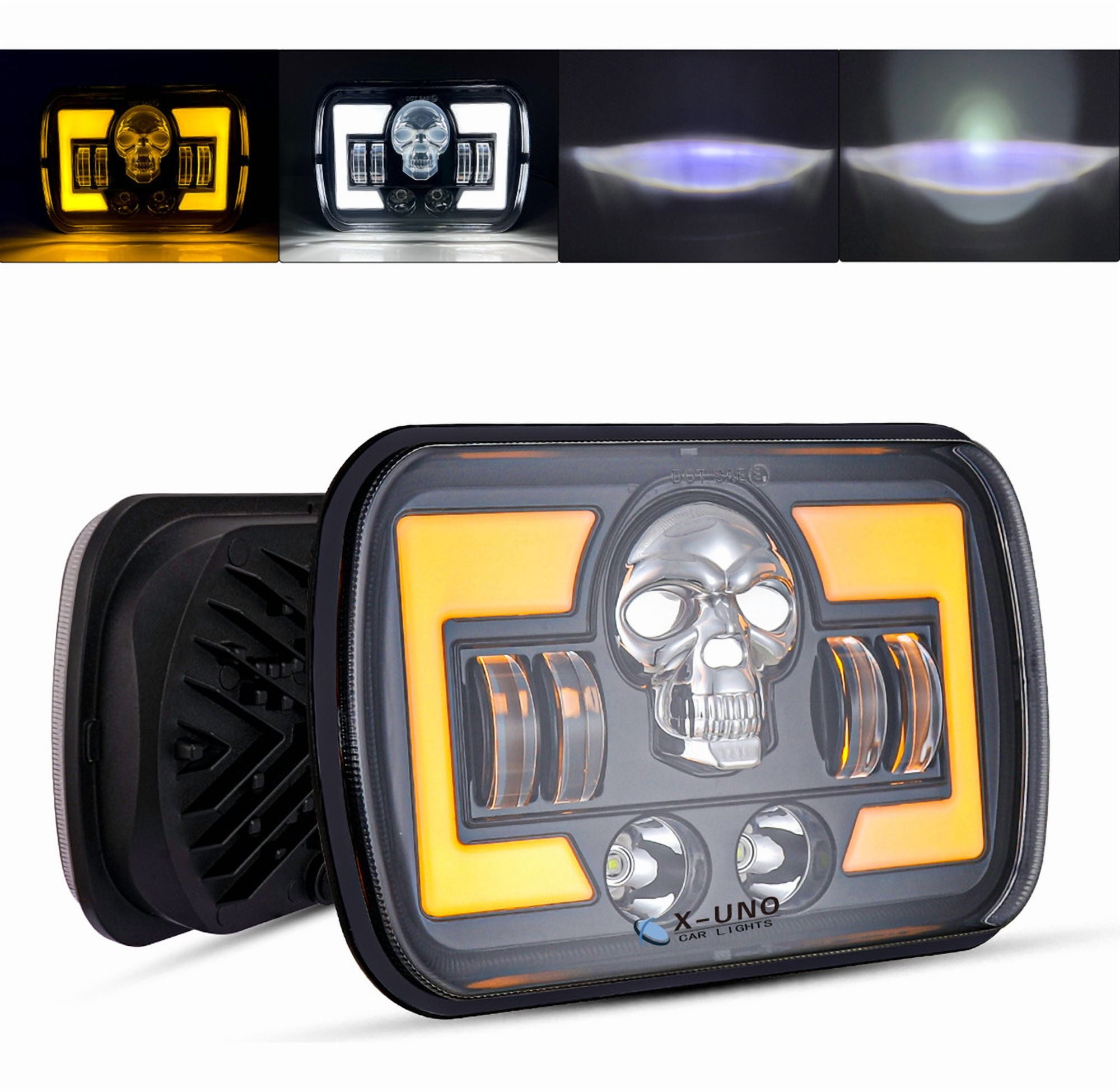 Applies to 6x7'' Headlights Lights Skull Angel Eyes Rectangular Sealed ...