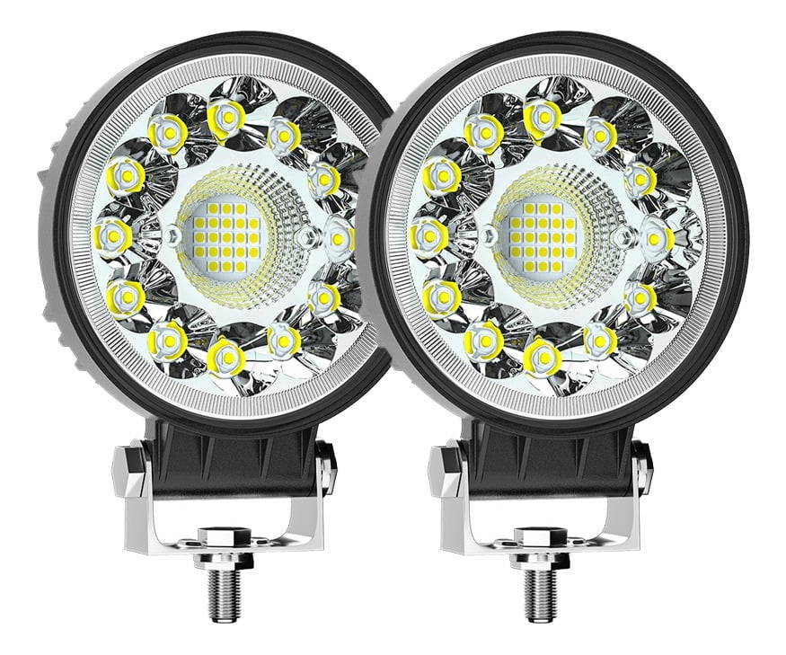 Applies to Pair of 4 Inch Round LED Headlights with 33 White LEDs ...