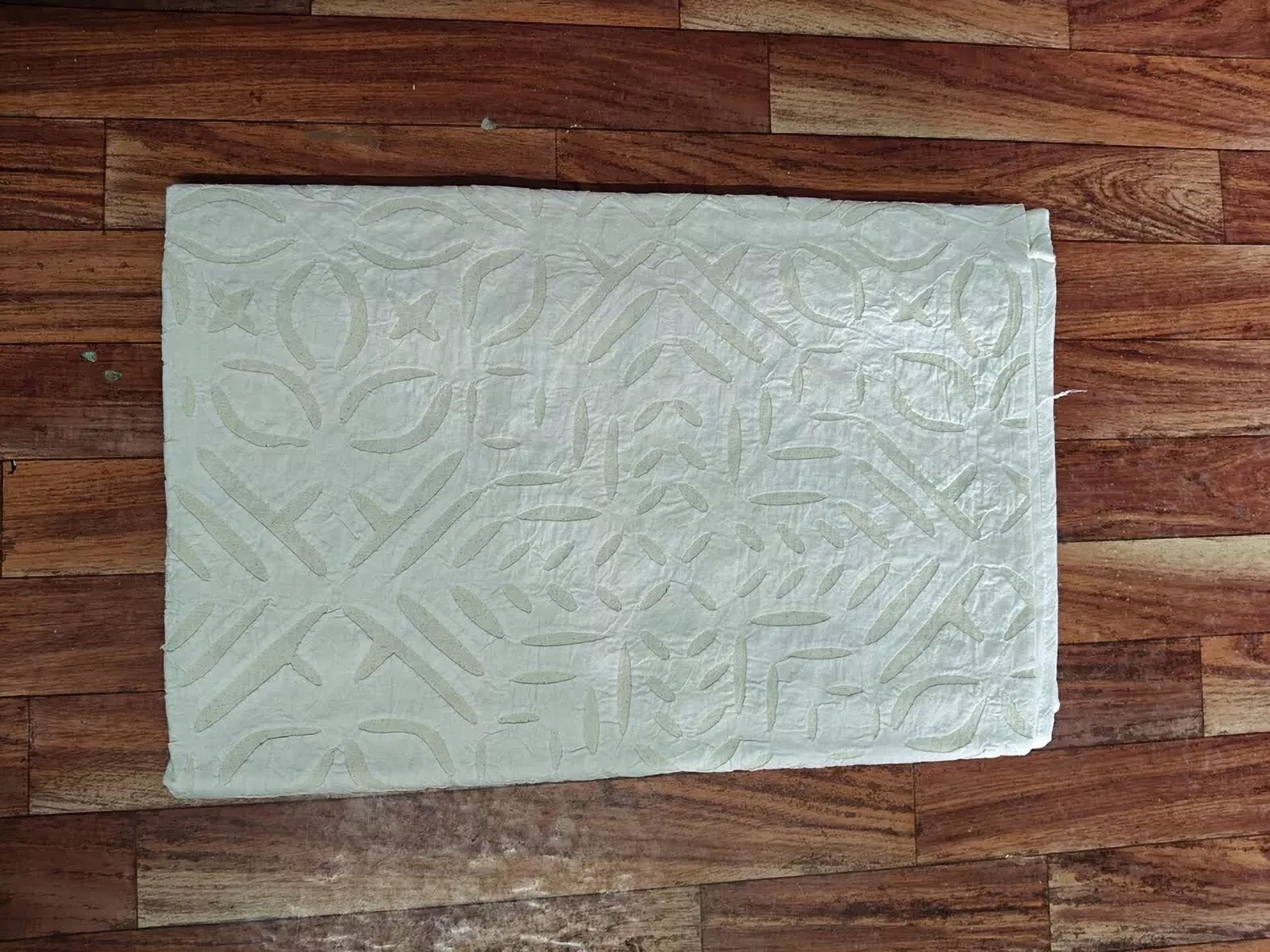 Applique TableCover White Cotton Round Art Deco Traditional Tablecloth ...