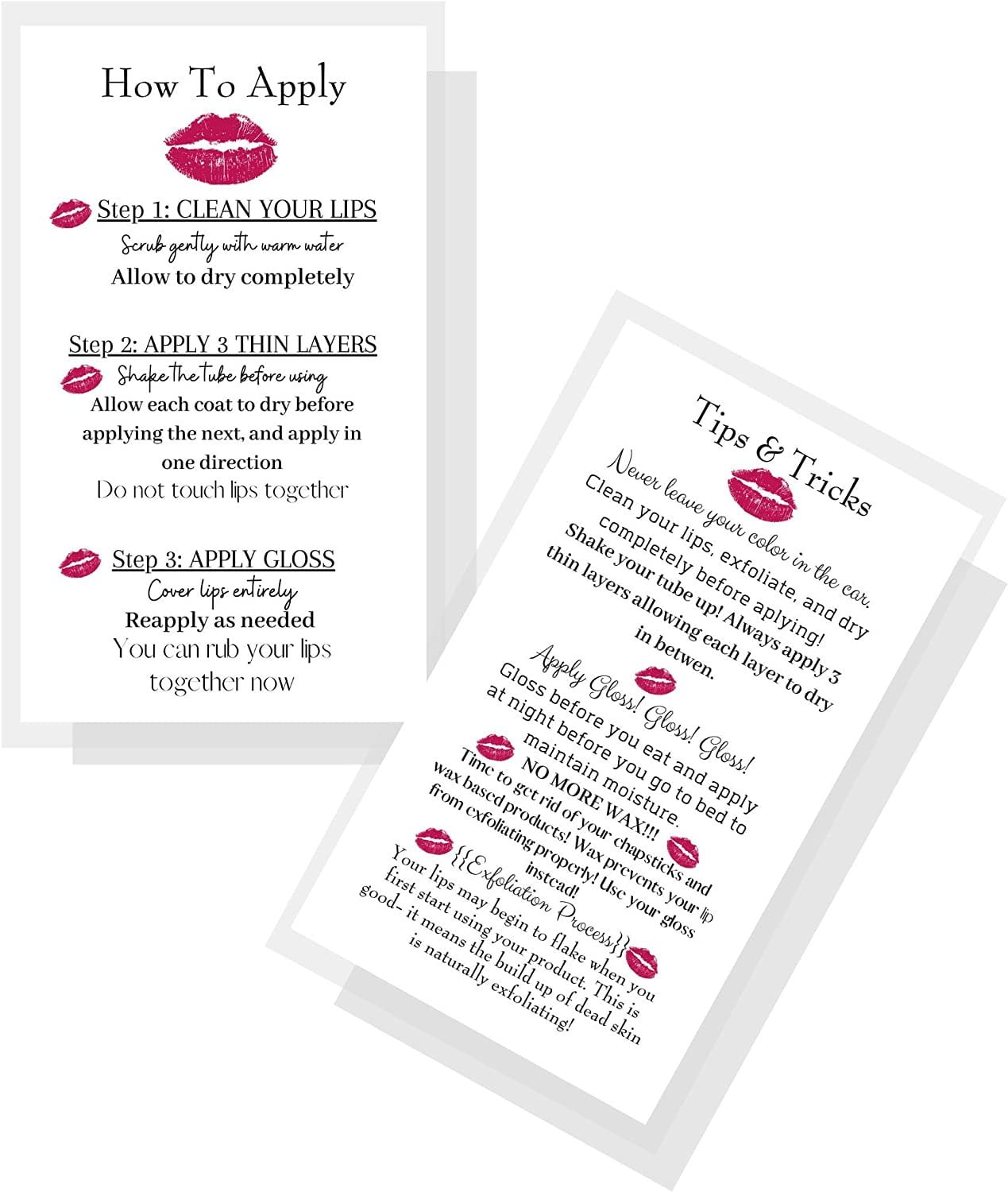 How To Apply LipSense/Tips and Tricks Cards 50 Pack Double Sided 2x3.5 ...