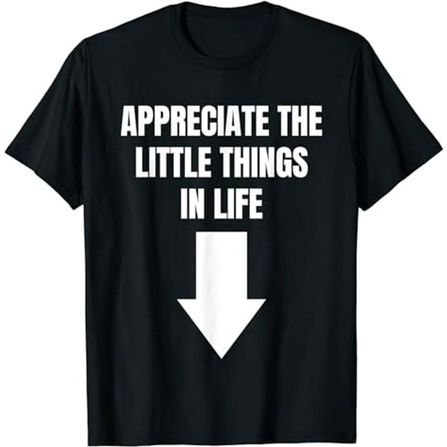 Appreciate The Small Things In Life Funny Arrow Sarcasm Pun T-Shirt ...