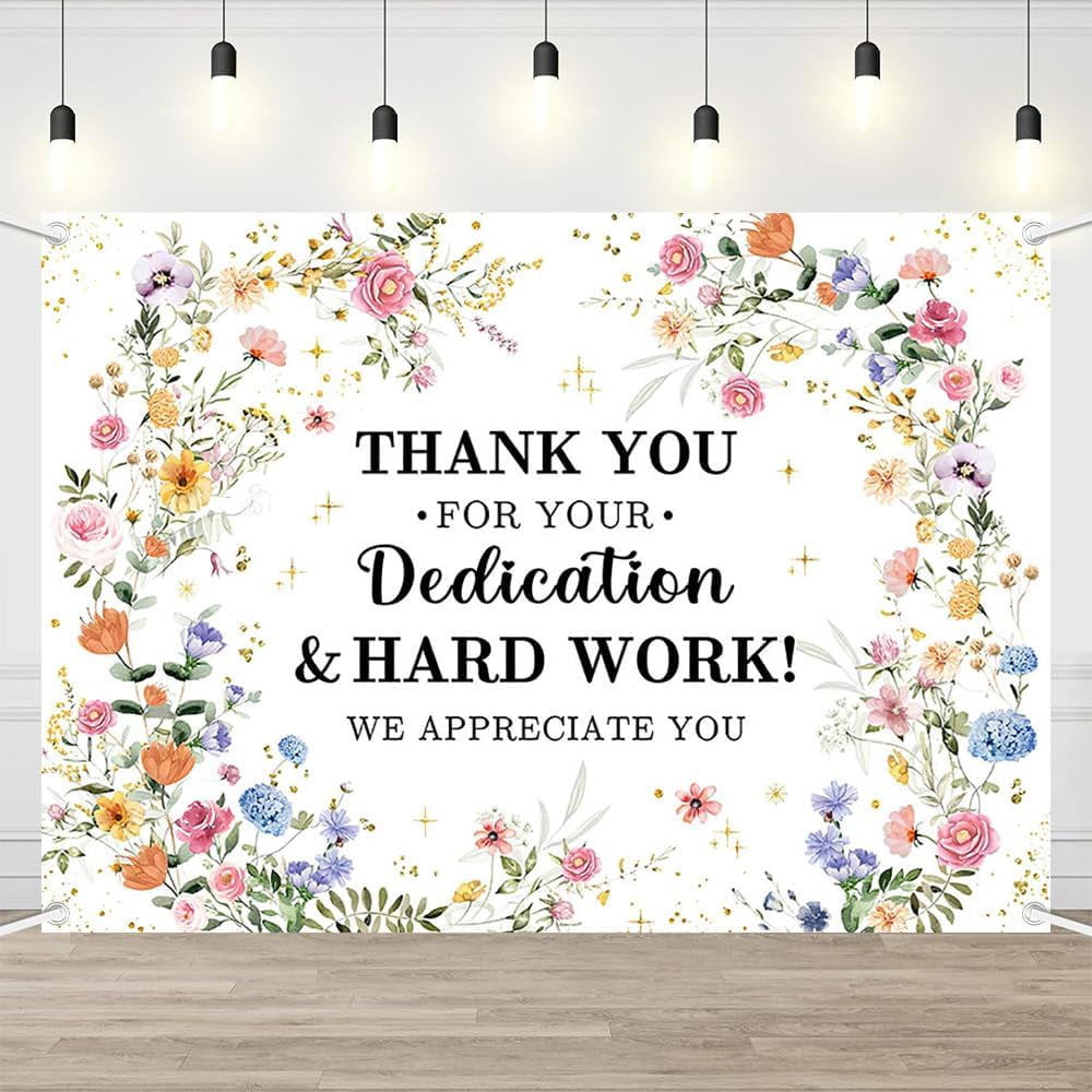 We Appreciate You Backdrop Wildflower Thank You for Your Dedication ...