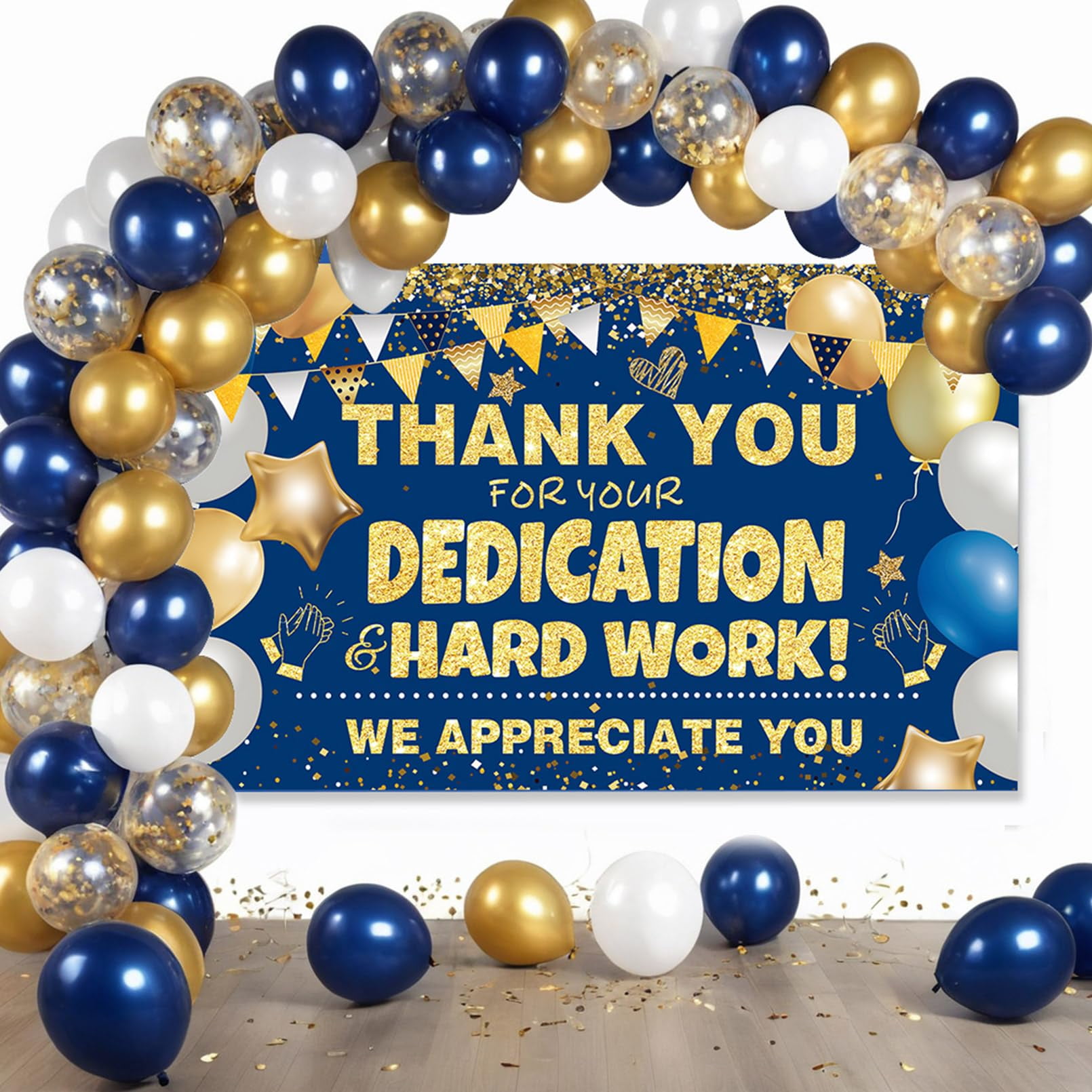 We Appreciate You Decorations Blue Gold We Appreciate You Banner with ...