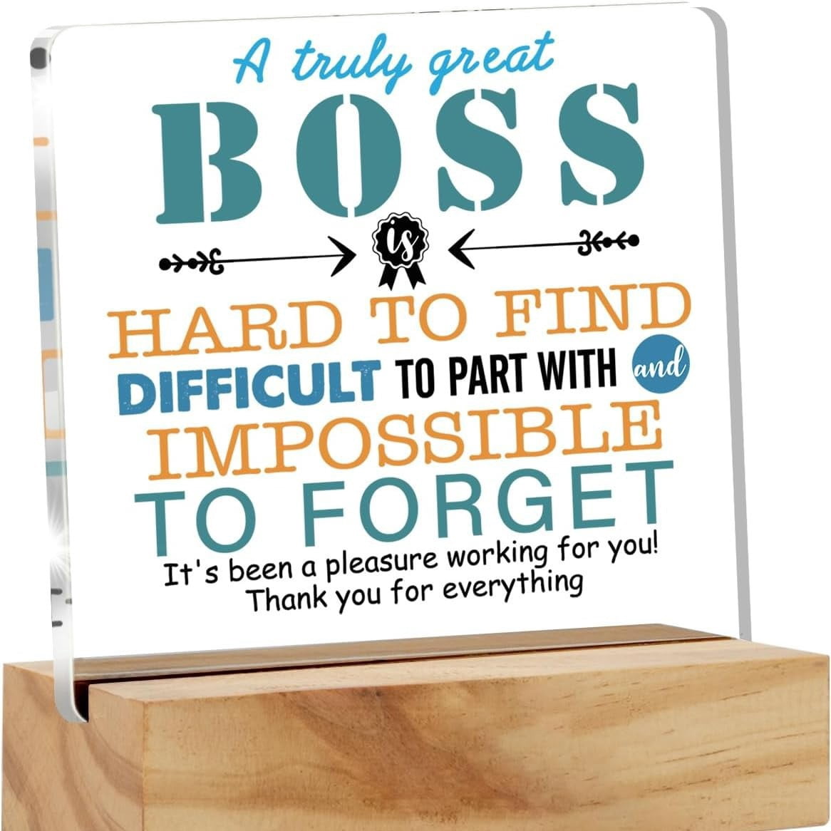 Appreciation Boss Gifts for Men & Women - Acrylic Desk Plaque Sign with ...