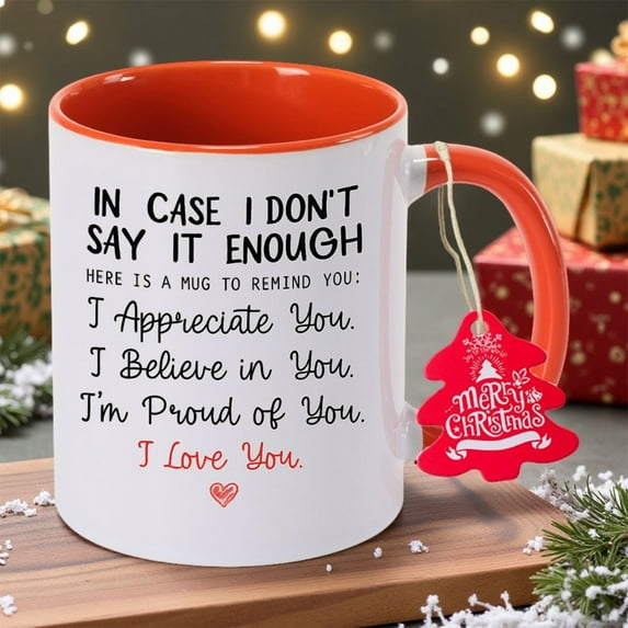 Appreciation Ceramic Mug with Festive Tree Tag - "I Appreciate You ...