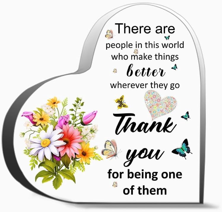 Appreciation Gifts for Women, 4 x 4 inches Acrylic Heart Keepsake with ...