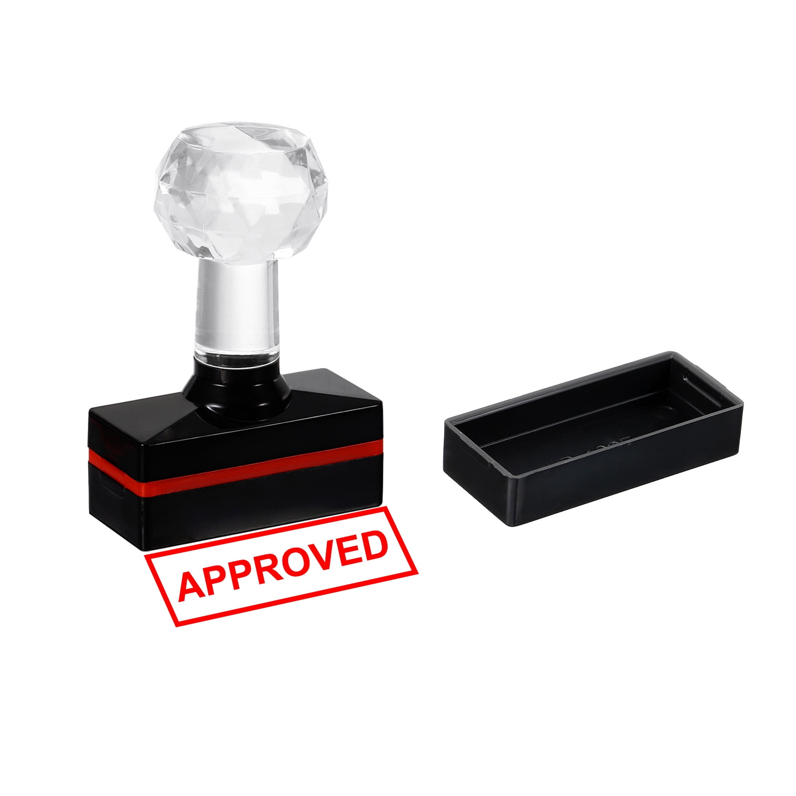 Uxcell Black Plastic Stamp Self Inking Red Ink Office Stamps Pre Inked ...