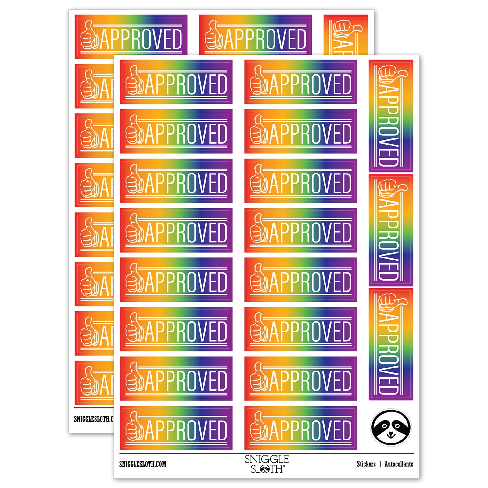 Approved Thumbs Up Sticker Set - Rainbow - Gloss Finish - 2.00" Large ...